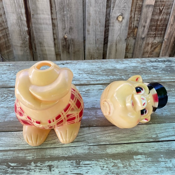 Other | Vintage 6s Pig With Hat Bank Red And Black Piggy Bank Large ...